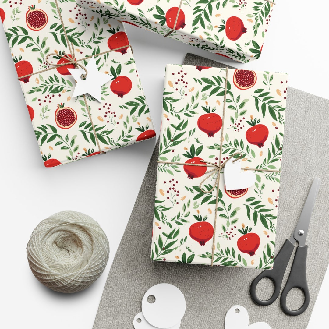 Judaica-inspired Gift Wrap Papers With Pomegranates and Green - Etsy