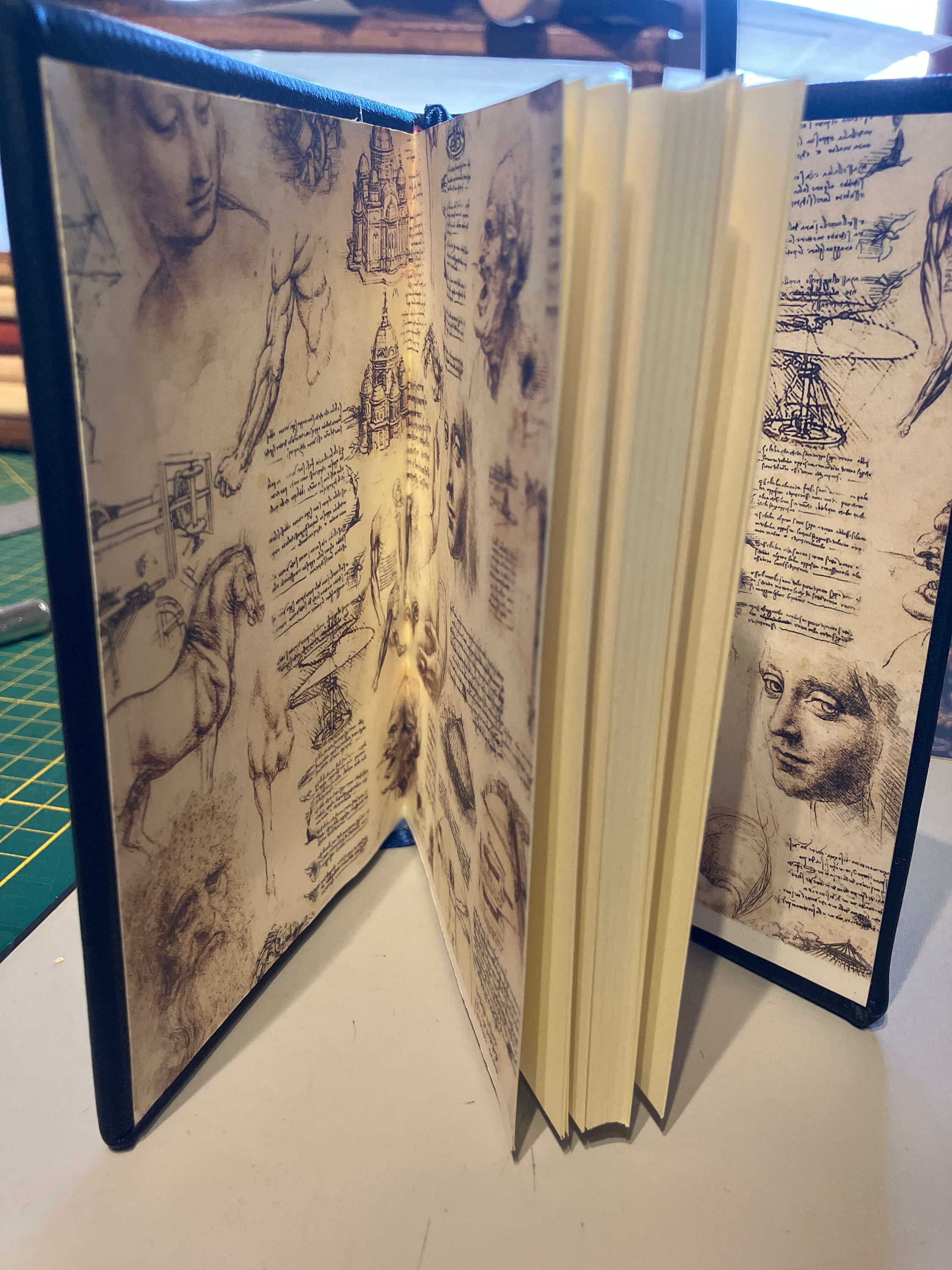 A6 Leather Notebook With Da Vinci Sketches - Etsy
