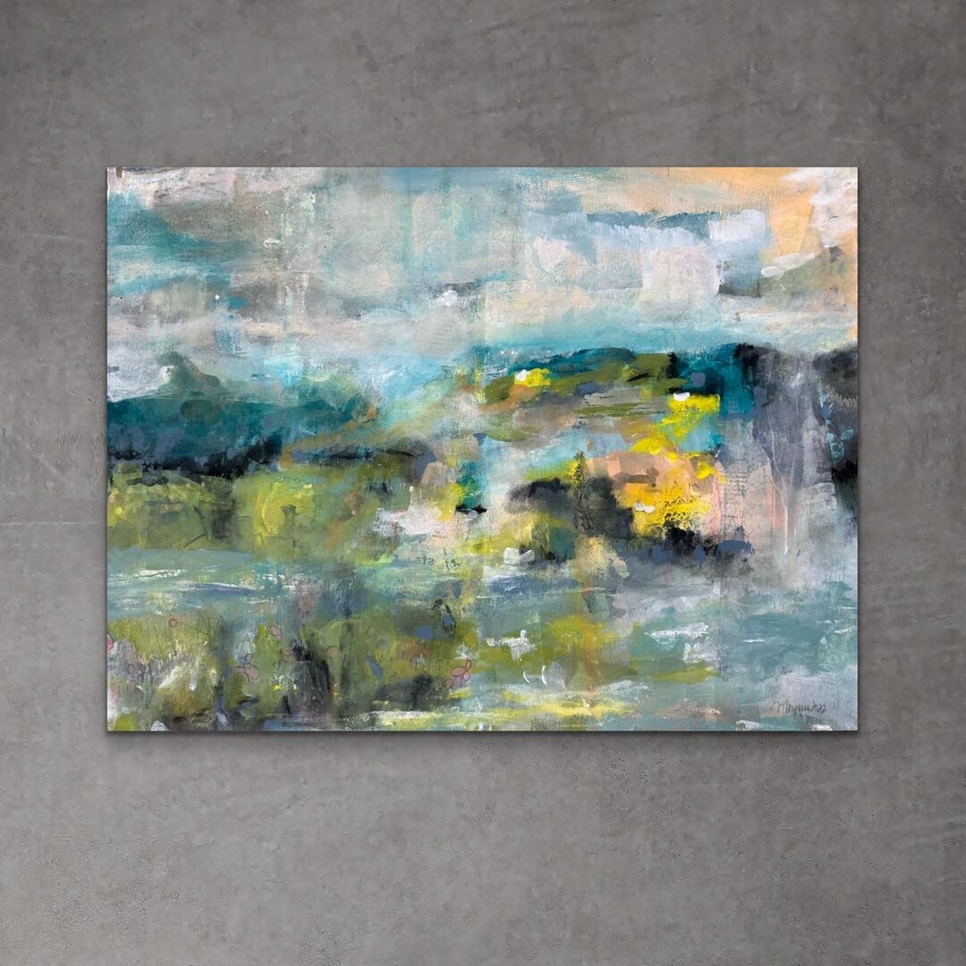 Misty, Abstract, Forest, Trees, Collage, Acrylic, Fantasy, Intuitive ...