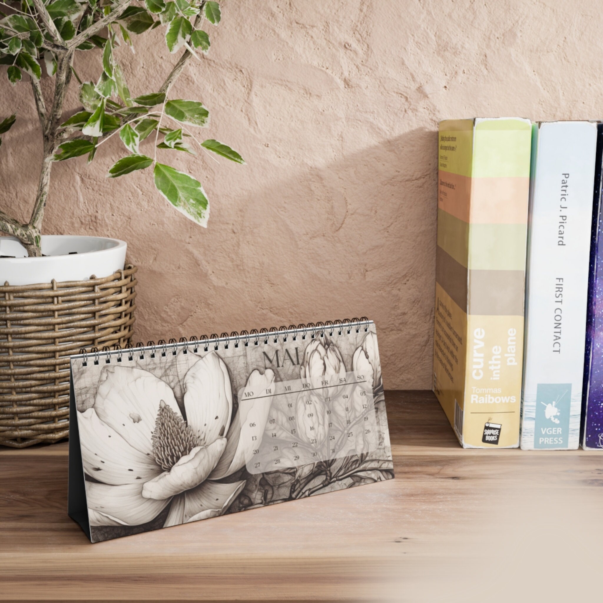 Desk Calendar 2024 Stand-up Calendar Floral Pattern Flower - Etsy