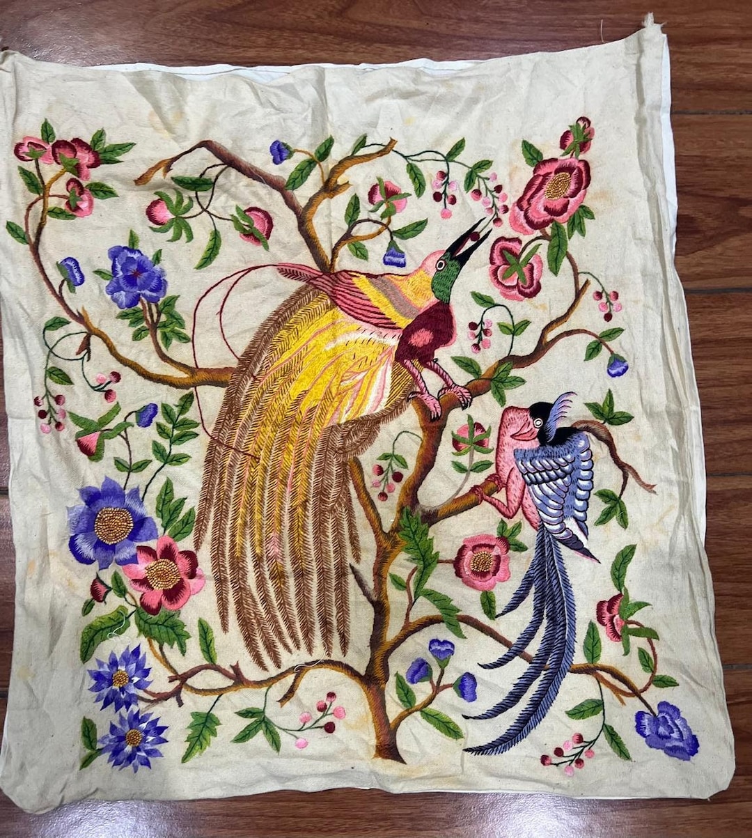 Beautiful Jacobean Bird and Flower Wall Hanging -wall Tapestry Hand ...