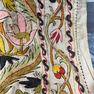Antique Crewel Work Embroidered Hand Woven Wool Textile Curtain ...
