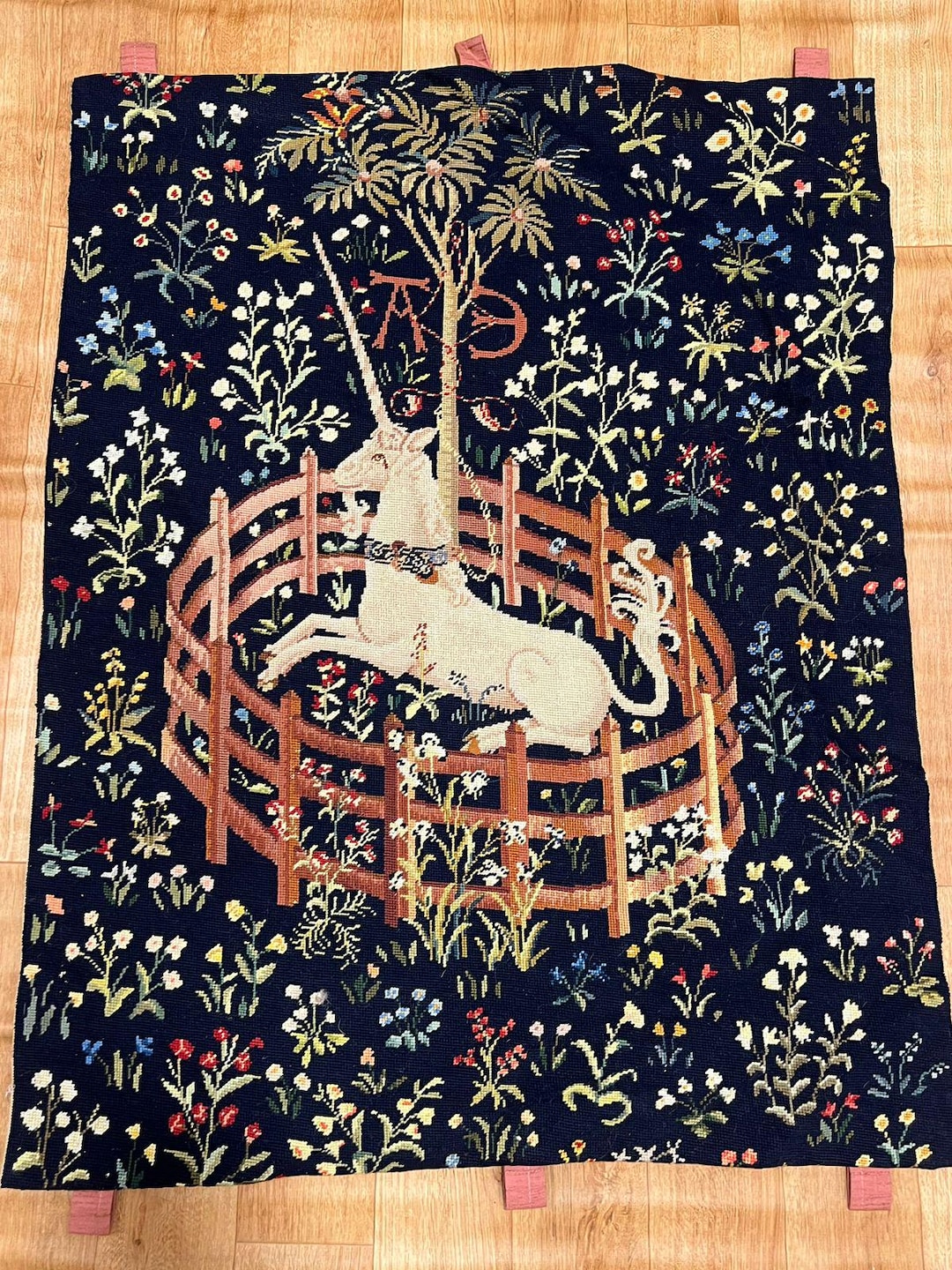 Vintage Unicorn Tapestry Wall Hanging - Unicorn in Captivity Tapestry ...