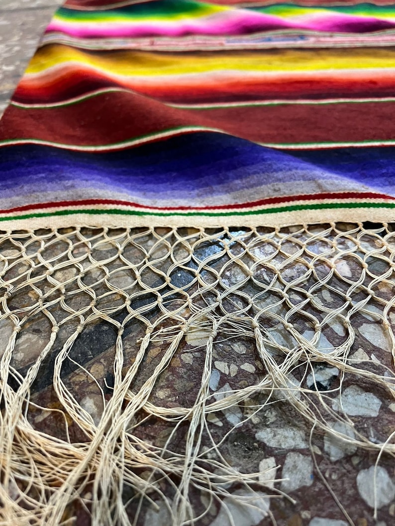 ANTIQUE MEXICO Mexican Saltillo Serape Wool Blanket Textile Southwest ...