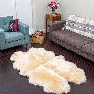 Genuine Sheepskin Rug - Quad Natural Chamagne Rug - Large Australian ...