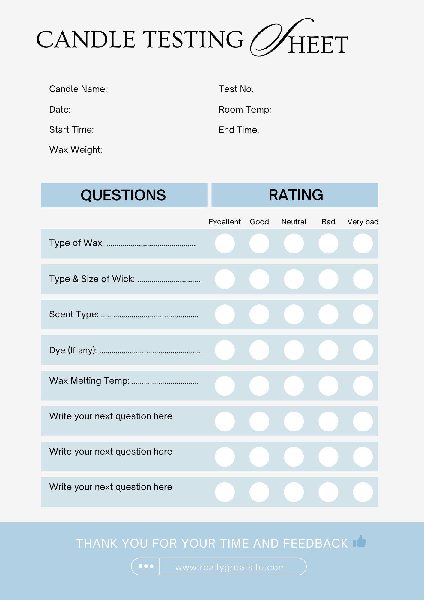 Candle Testing Sheets -x 2 - Etsy
