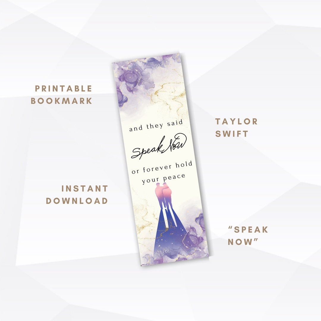 Bookmark, Printable Bookmark, Bookmark Printable, Taylor Swift, Book ...
