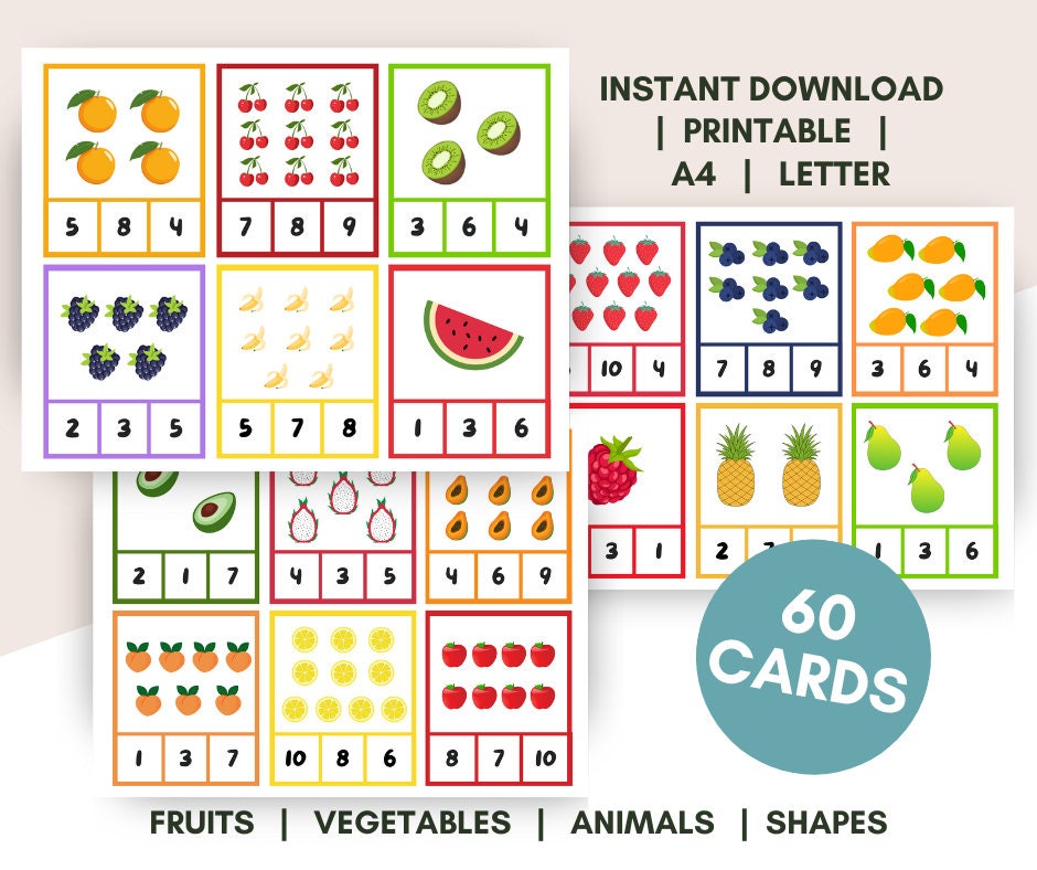 Colorful Counting Cards, Preschool Math, Beginning Math, Counting ...