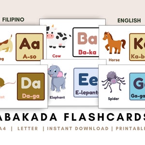 Filipino Alphabet Flashcards, Abakada Flashcards, Alphabet Flashcards ...