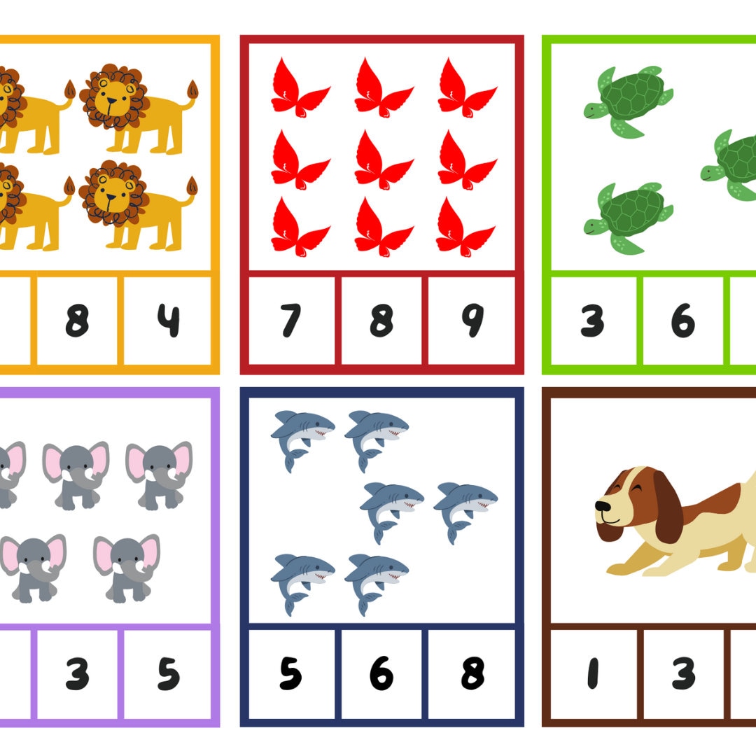 Colorful Counting Cards, Preschool Math, Beginning Math, Counting ...
