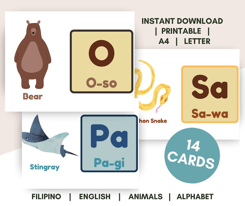 Filipino Alphabet Flashcards, Abakada Flashcards, Alphabet Flashcards ...