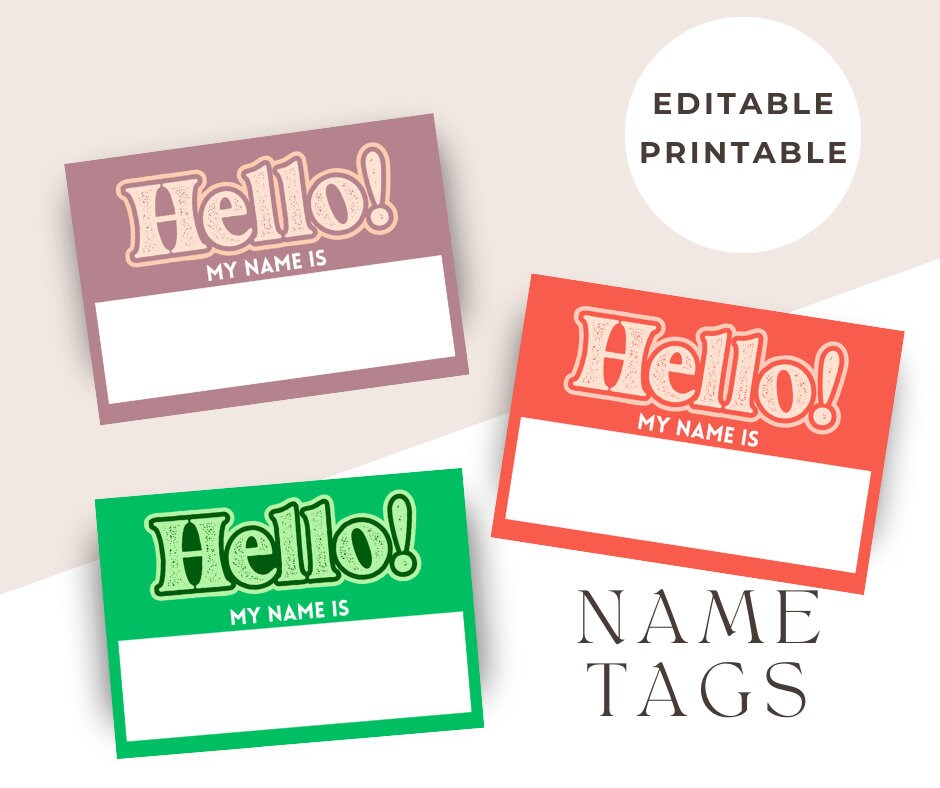 First Day of School Name Tags, Back to School Name Tags, Printable Name ...