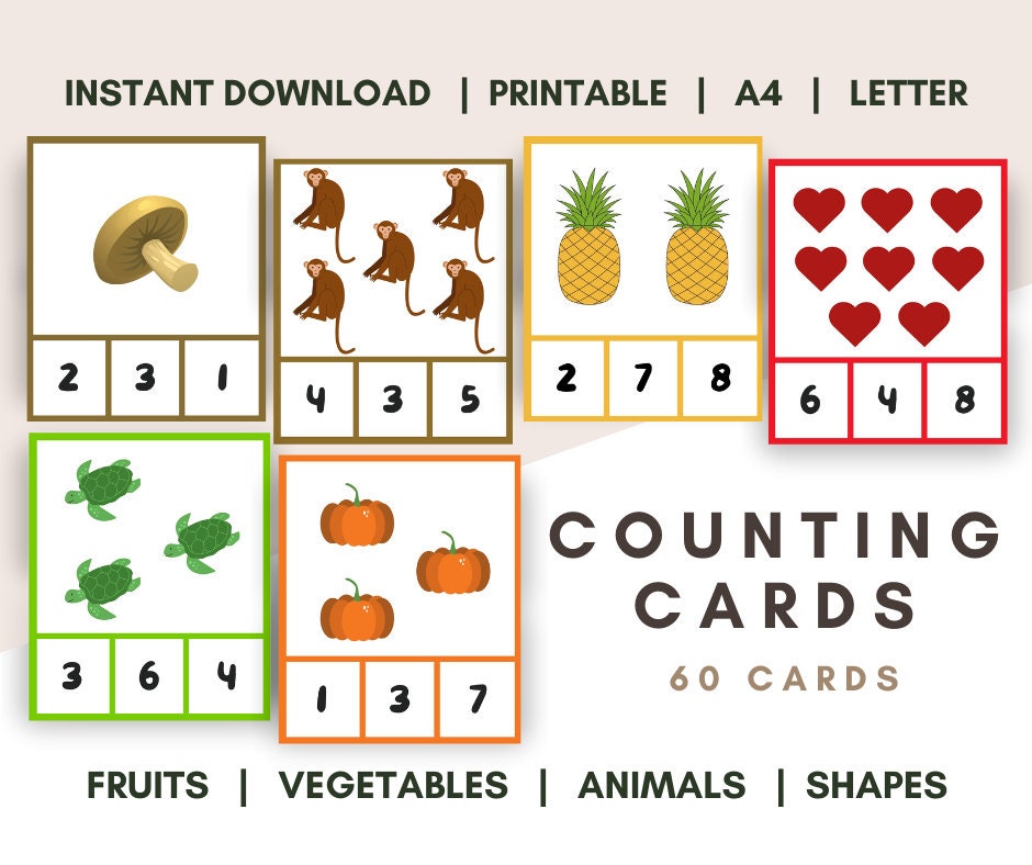 Colorful Counting Cards, Preschool Math, Beginning Math, Counting ...