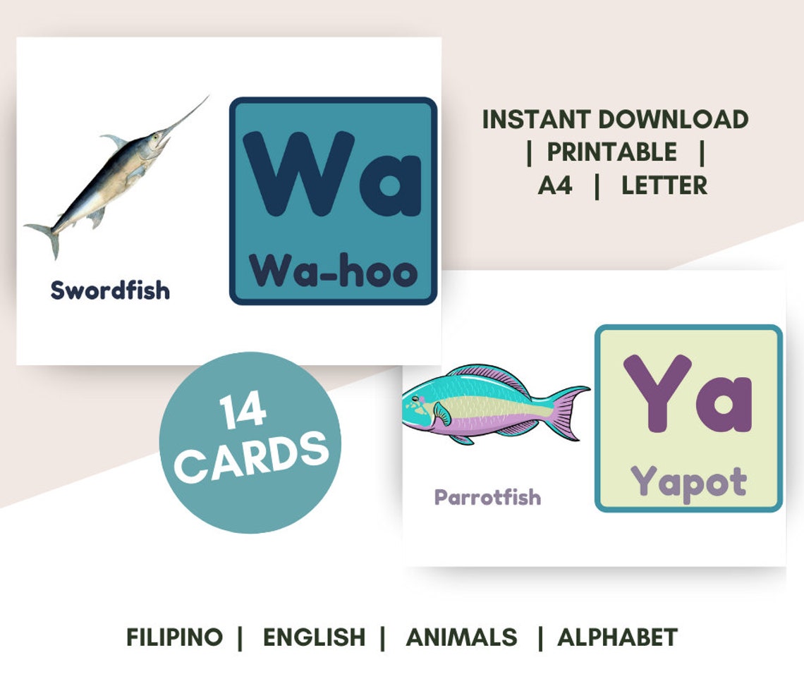 Filipino Alphabet Flashcards, Abakada Flashcards, Alphabet Flashcards ...
