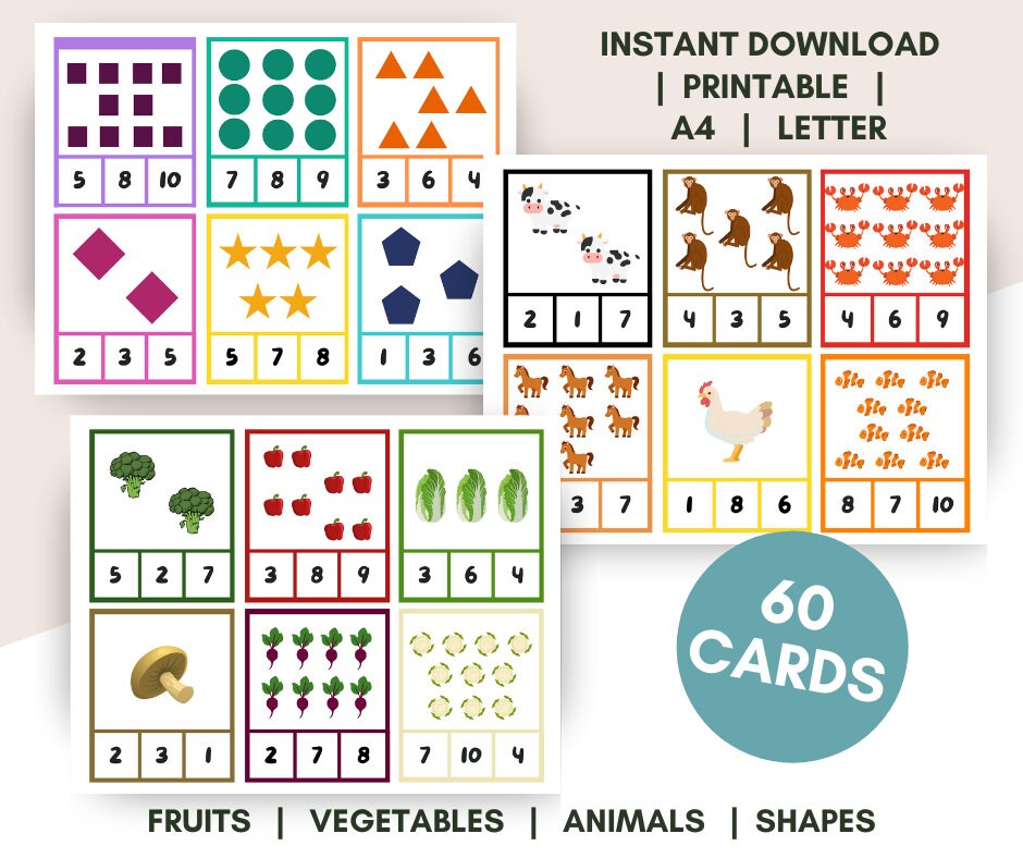 Colorful Counting Cards, Preschool Math, Beginning Math, Counting ...