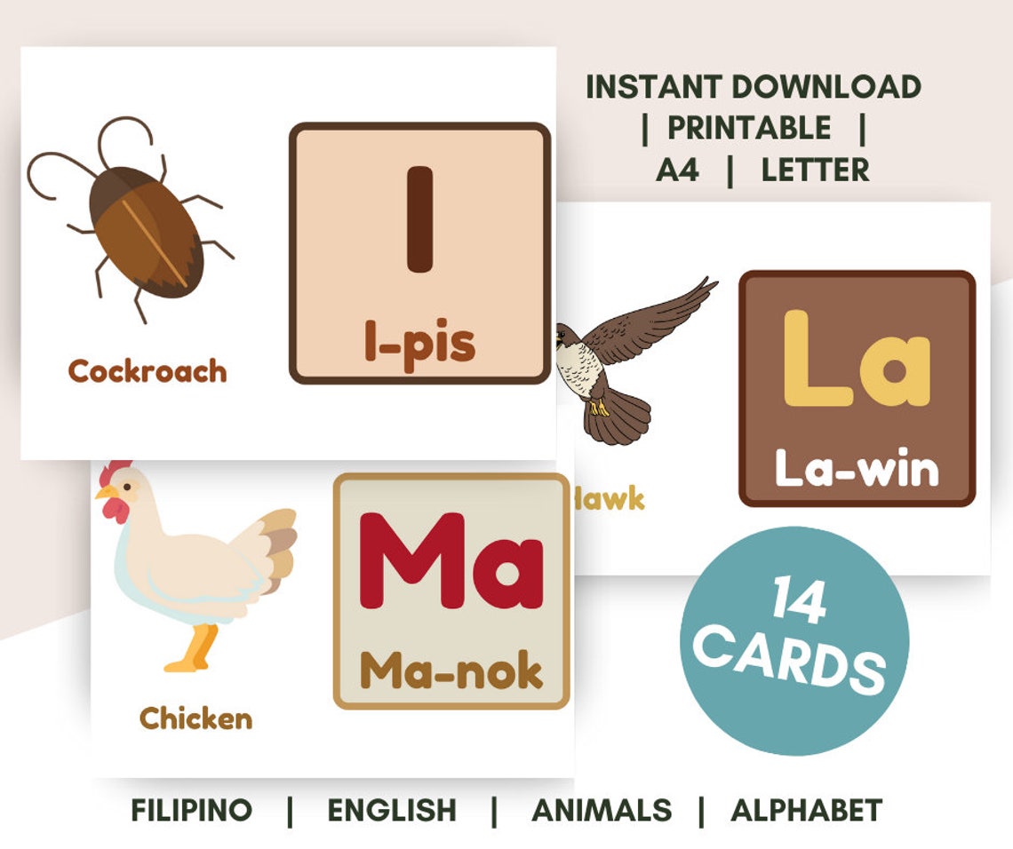 Filipino Alphabet Flashcards, Abakada Flashcards, Alphabet Flashcards ...