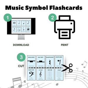 Music Symbols Printable Chart, Music Note Flashcards, Music Symbol ...