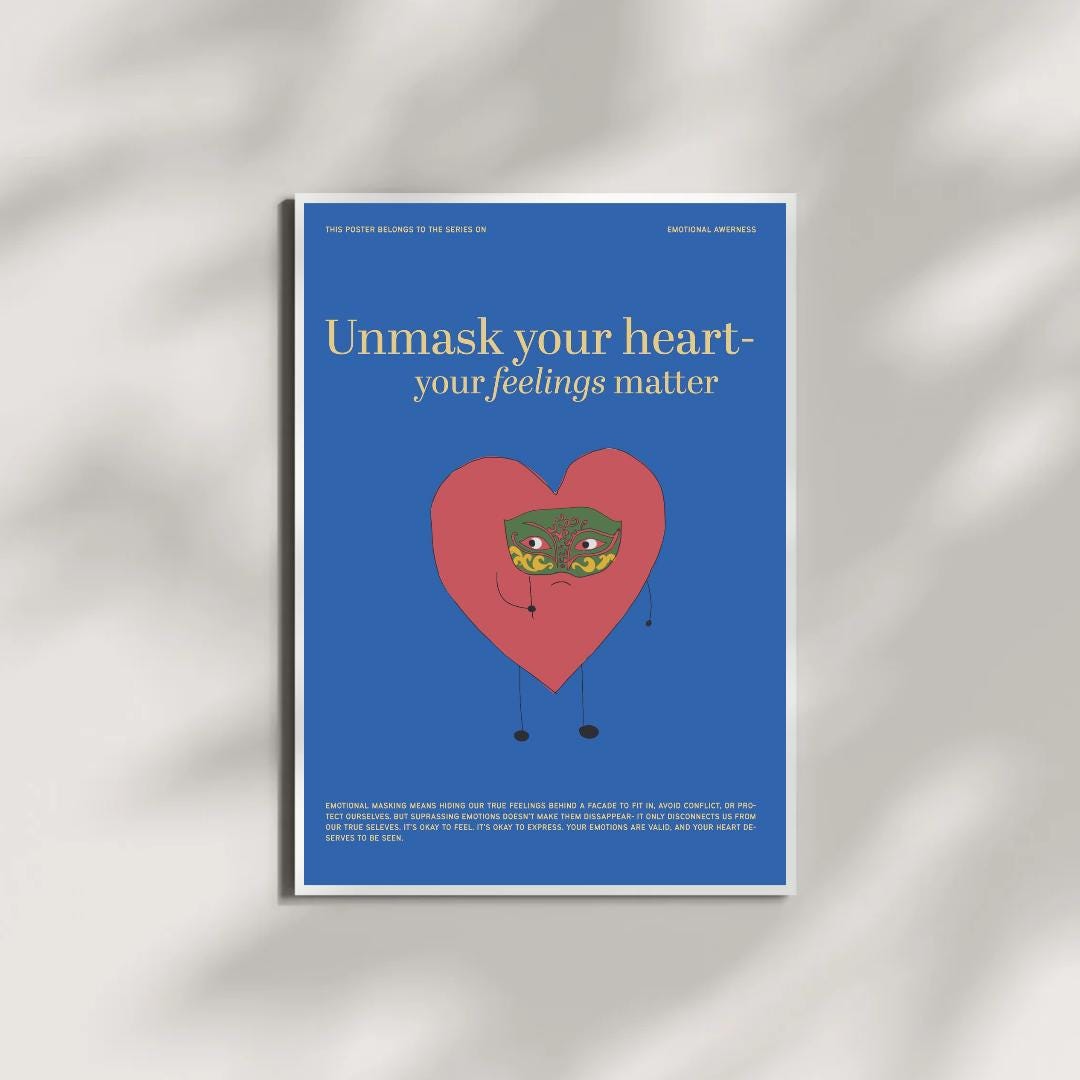 Unmask Your Heart Emotional Awareness Art Print Digital Download Self ...