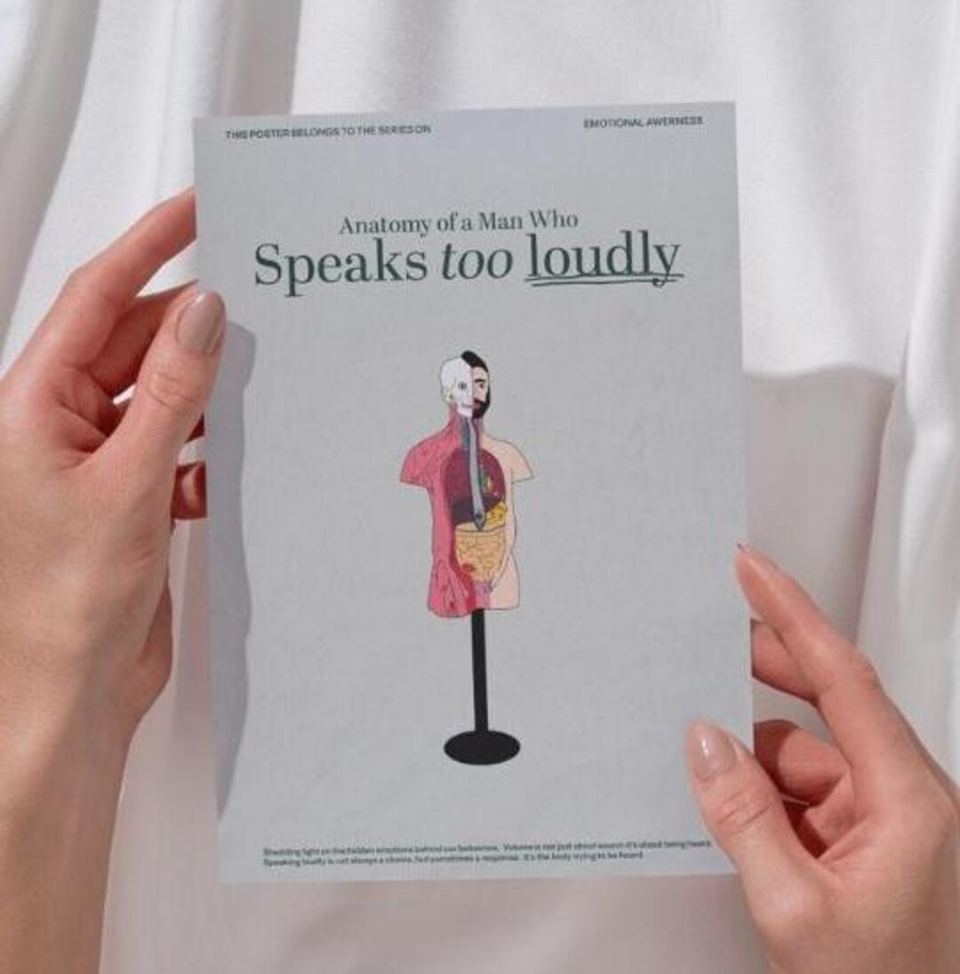Anatomy of a Man Who Speaks Too Loudly – Emotional Awareness Art Print ...