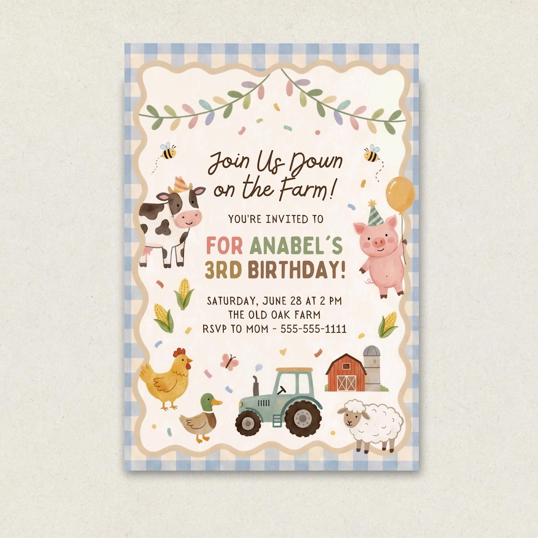2nd Birthday Invitation | Printable Pink Barnyard Party | Farm Birthday ...