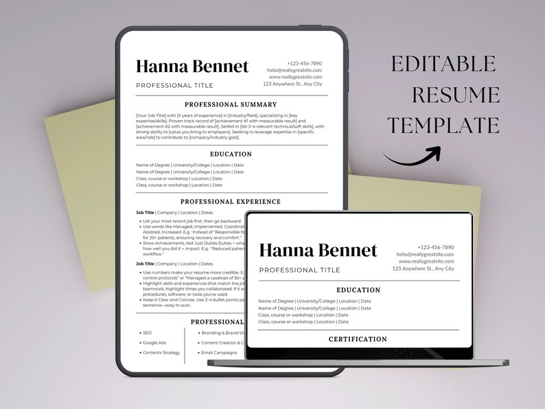 ATS Resume Template Canva: Modern Professional Design (digital Download ...