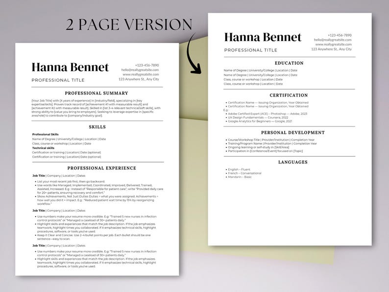 ATS Resume Template Canva: Modern Professional Design (digital Download ...