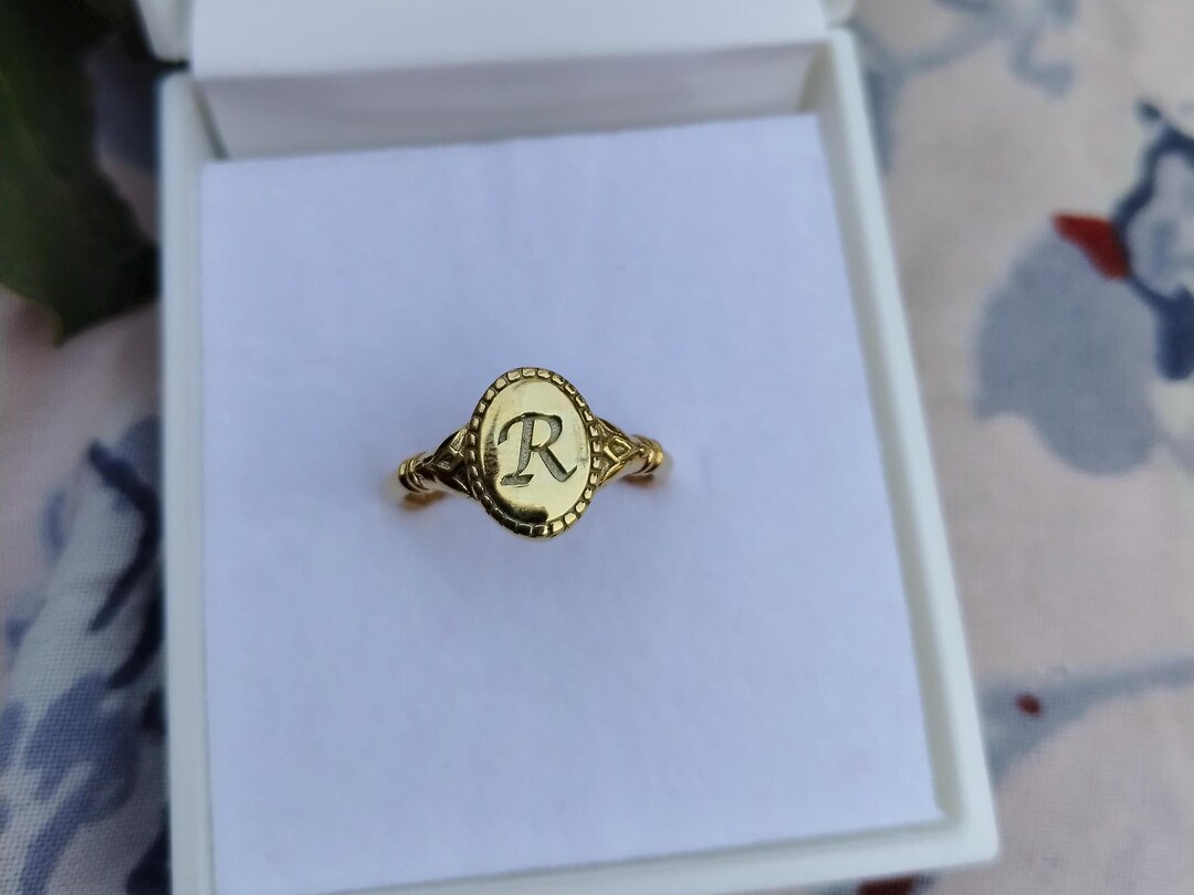 Custom Gold Signet Ring Personalized Engraved Ring Sterling Silver Ring ...