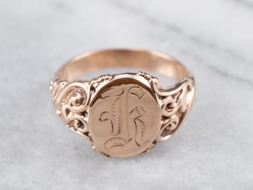Monogram Signet Ring, Personalized Signet Ring, Oval Initial Signet ...