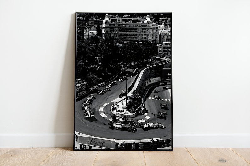 Monaco Grand Prix F1 Wall Art Black and White Formula 1 Digital Print ...