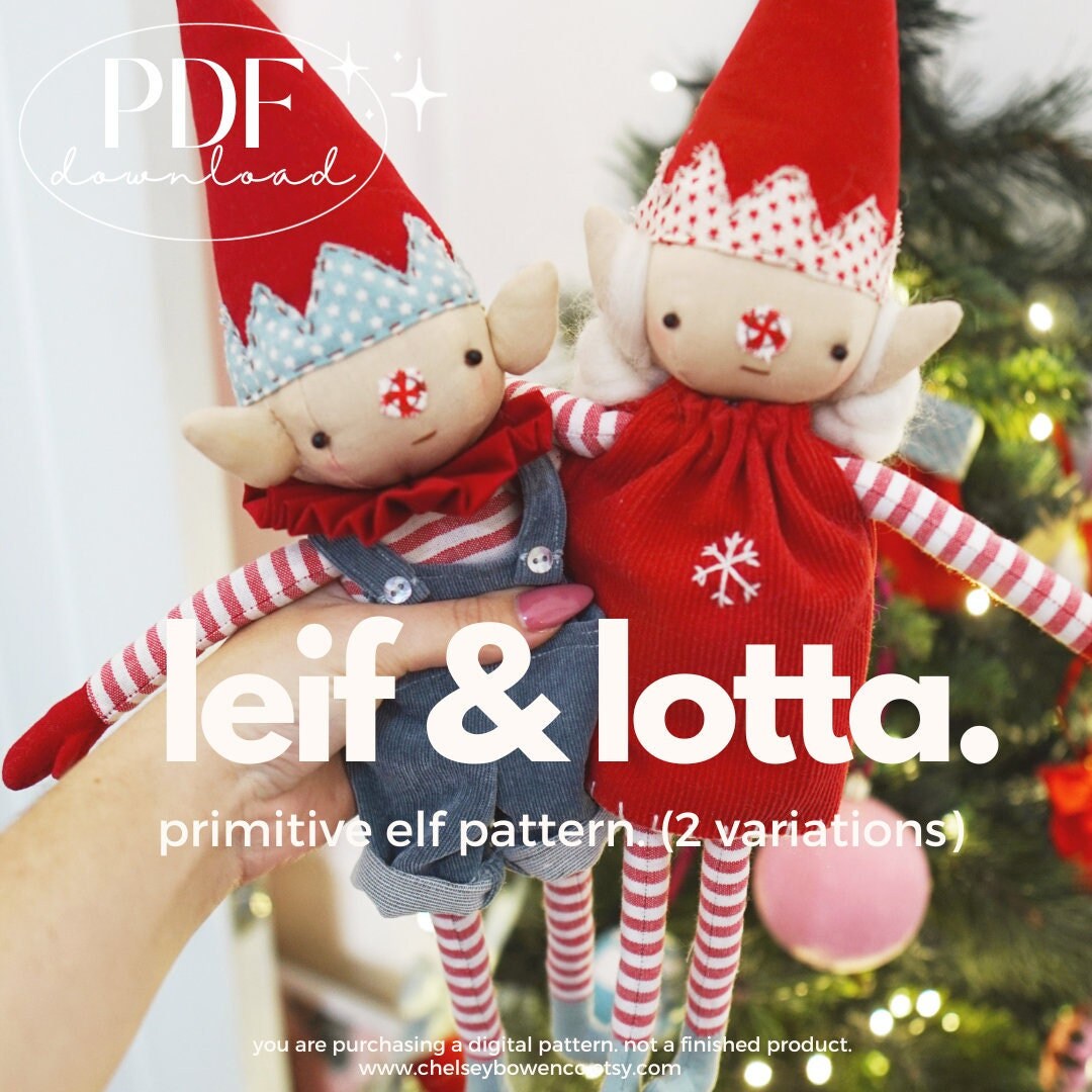 Primitive Elf Doll Pattern PDF Instant Download Leif & Lotta ...