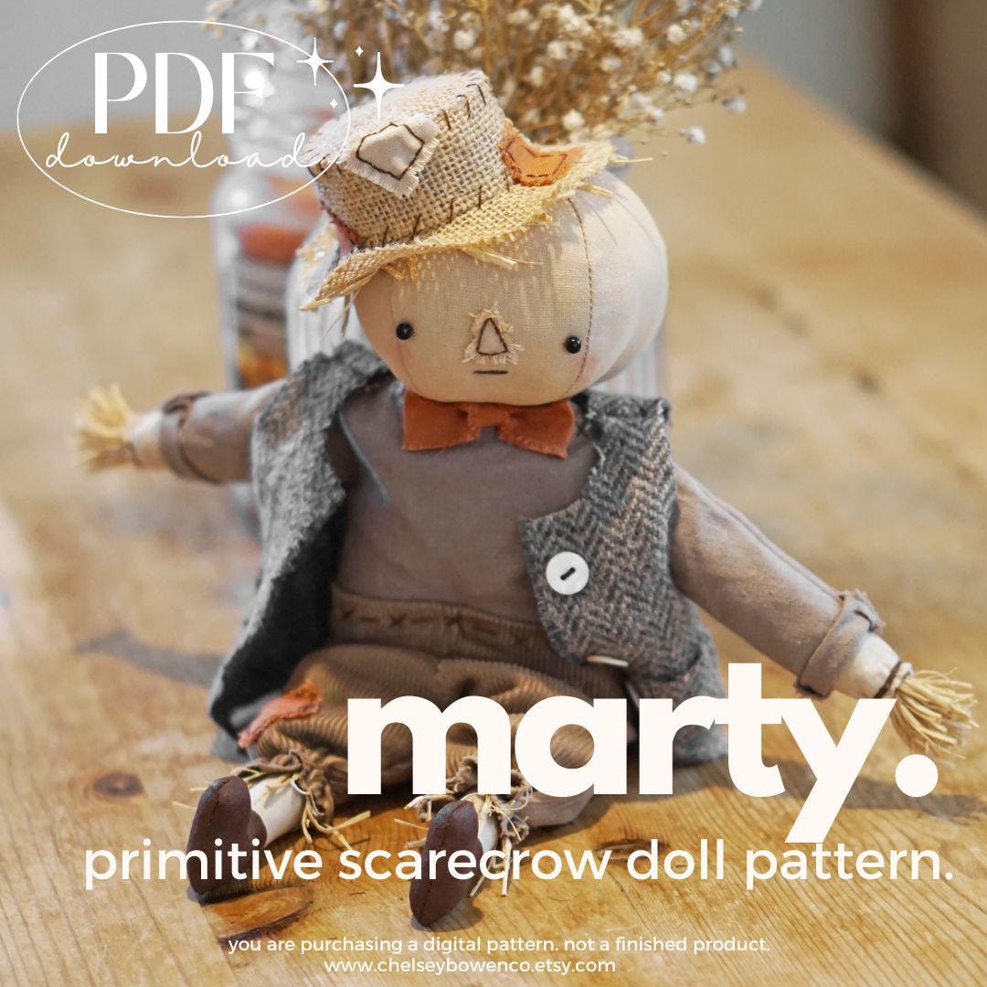 Primitive Scarecrow Doll Pattern PDF - Instant Download MARTY the ...