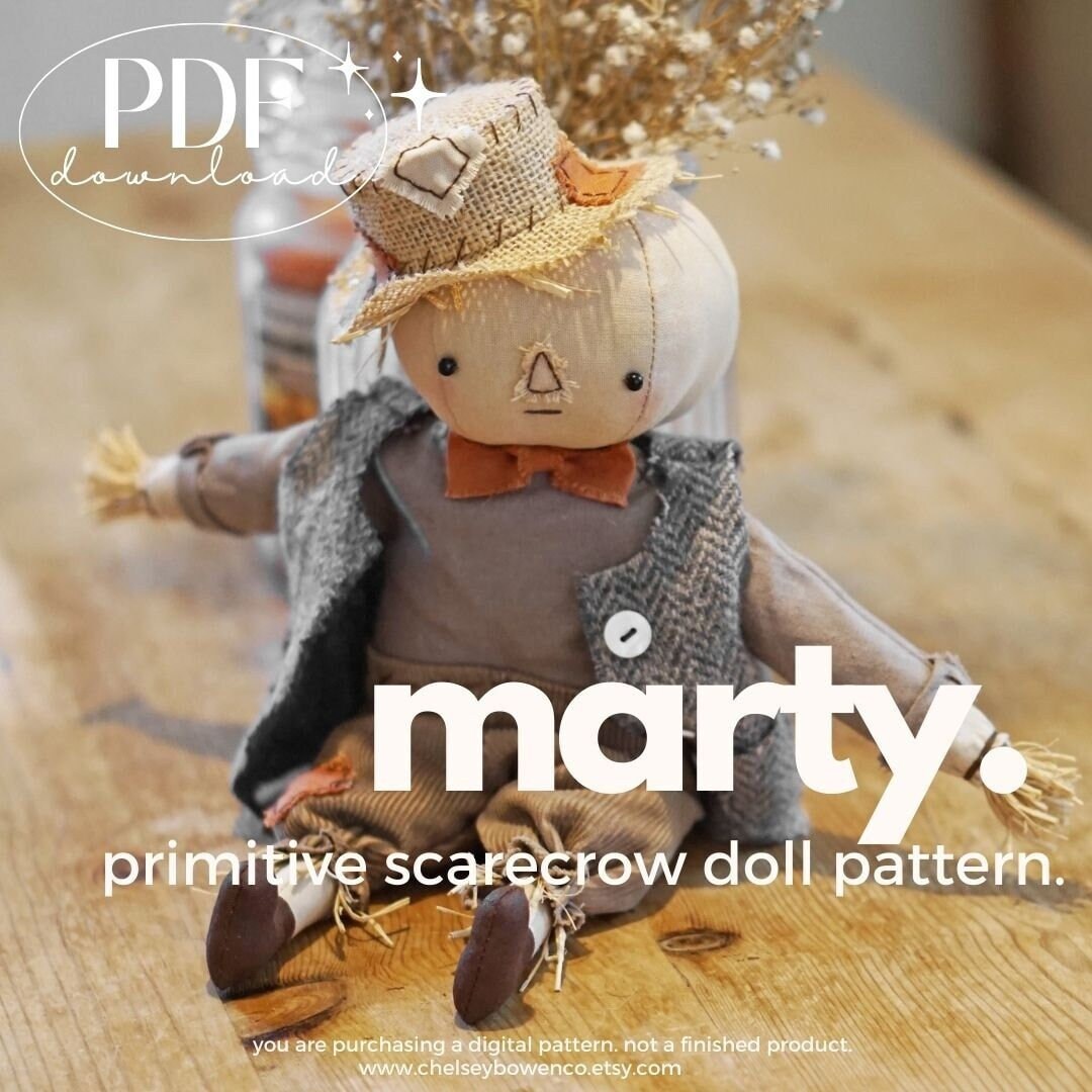 Primitive Scarecrow Doll Pattern PDF Instant Download MARTY the ...