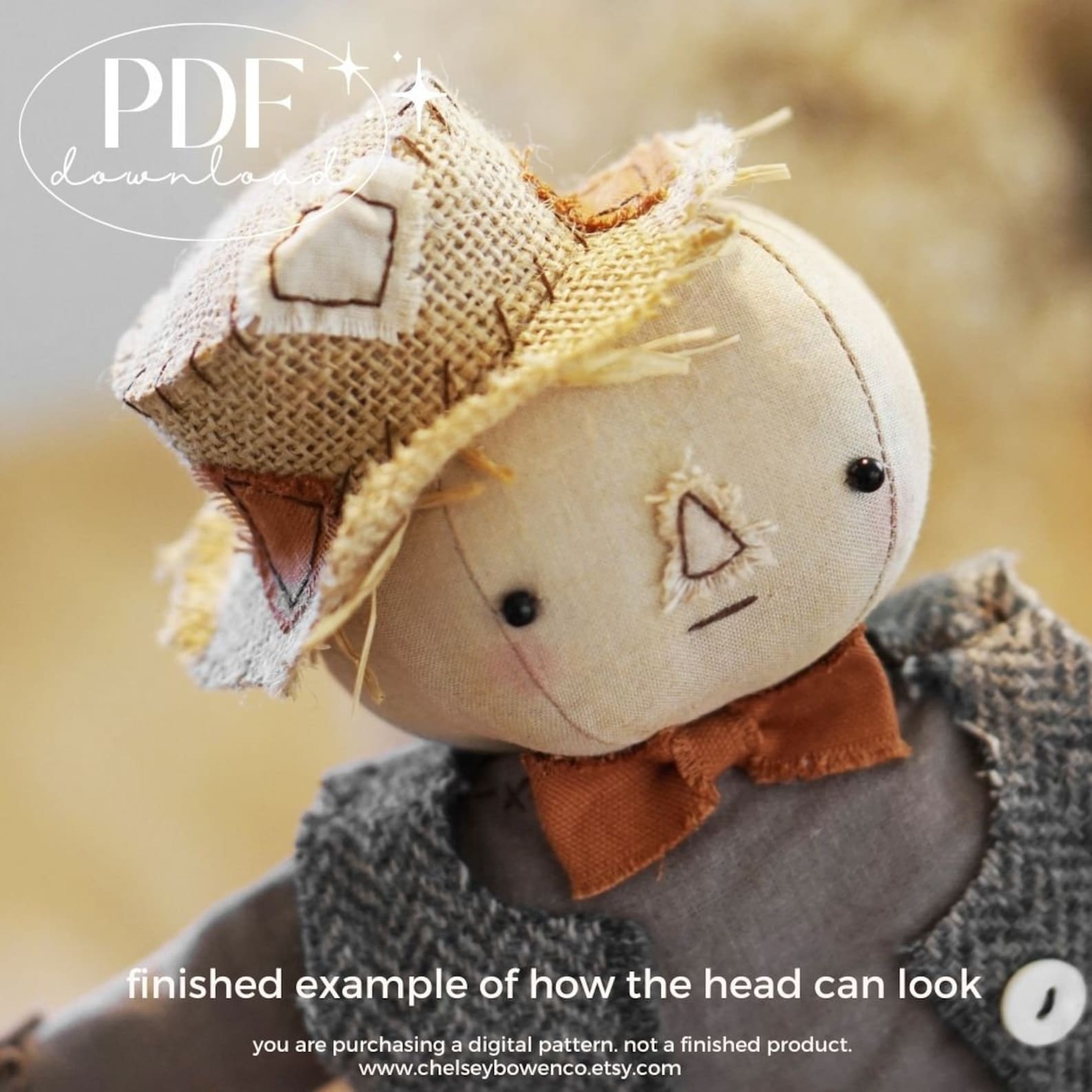 Marty Primitive Scarecrow Doll Sewing Pattern (PDF Download) - Etsy