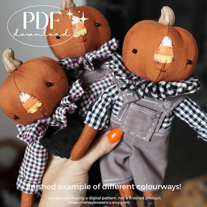 Primitive Pumpkin Doll Sewing Pattern: Clarence (PDF Pattern) - Etsy