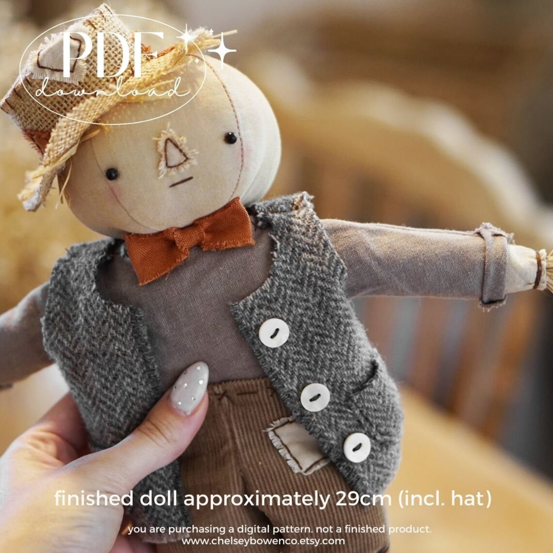 Primitive Scarecrow Doll Pattern PDF - Instant Download MARTY the ...