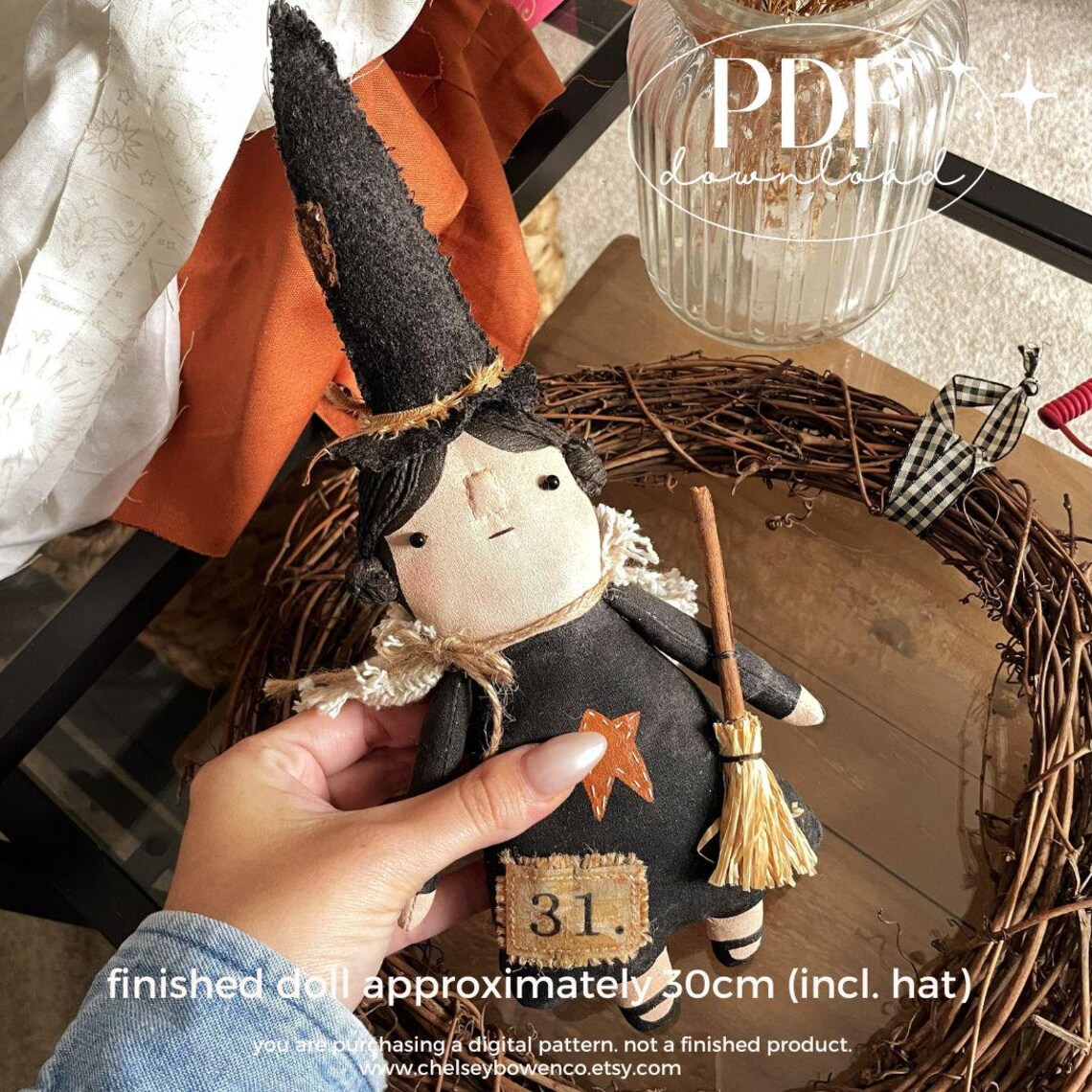 Primitive Witch Doll Sewing Pattern: MAI, Autumn Decor (PDF Pattern) - Etsy