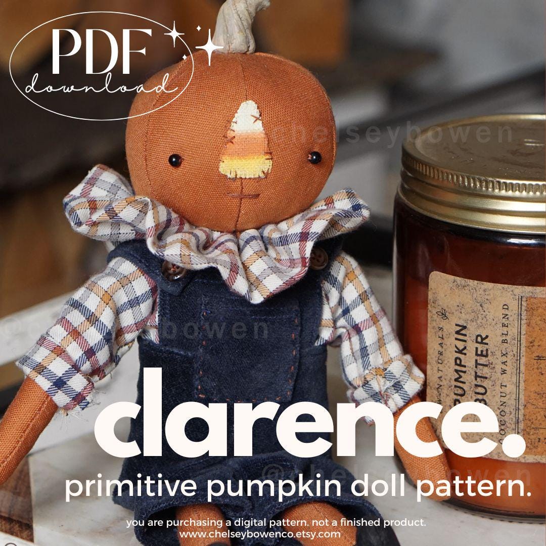 Primitive Pumpkin Doll Sewing Pattern: Clarence (PDF Pattern) - Etsy