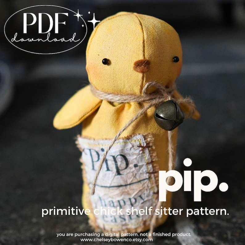 Easter Chick Shelf Sitter Sewing Pattern: 'pip' Simple Prim (PDF ...