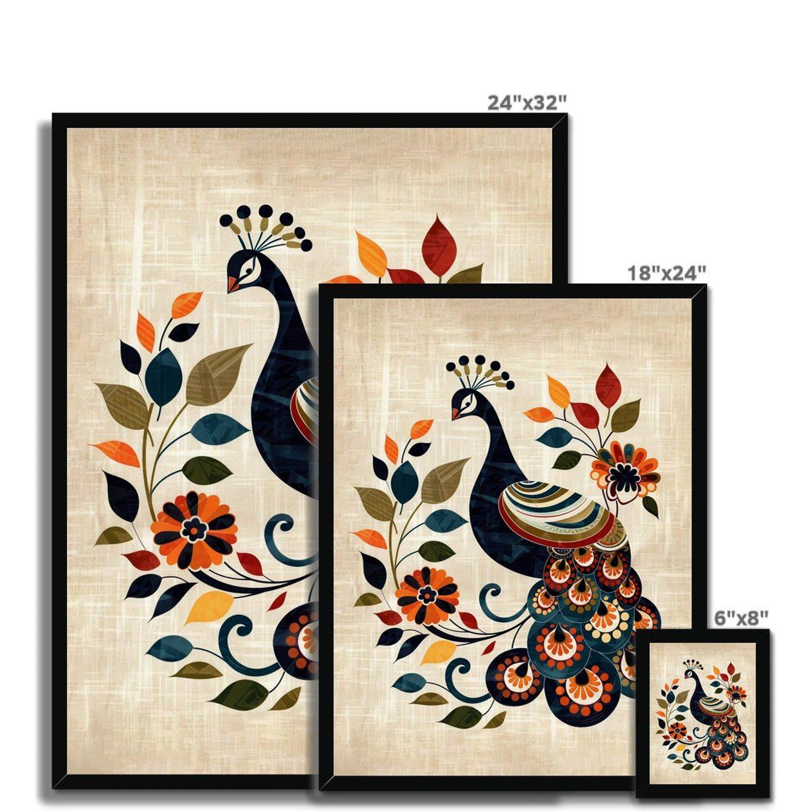 Folk Art Peacock | Flora & Fauna Folk Art | Whimsical Art | Traditional ...
