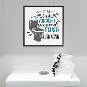 Flush, Flush Again | Bathroom Humor | Aesthetic Art Tile | Funny Quote ...