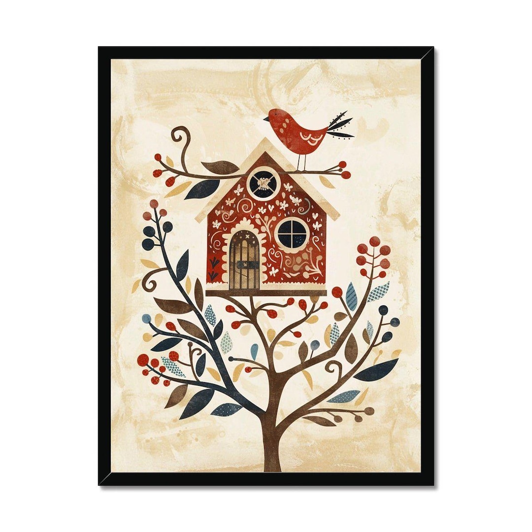 Folk Art Birdhouse | Flora & Fauna Folk Art | Whimsical Art ...