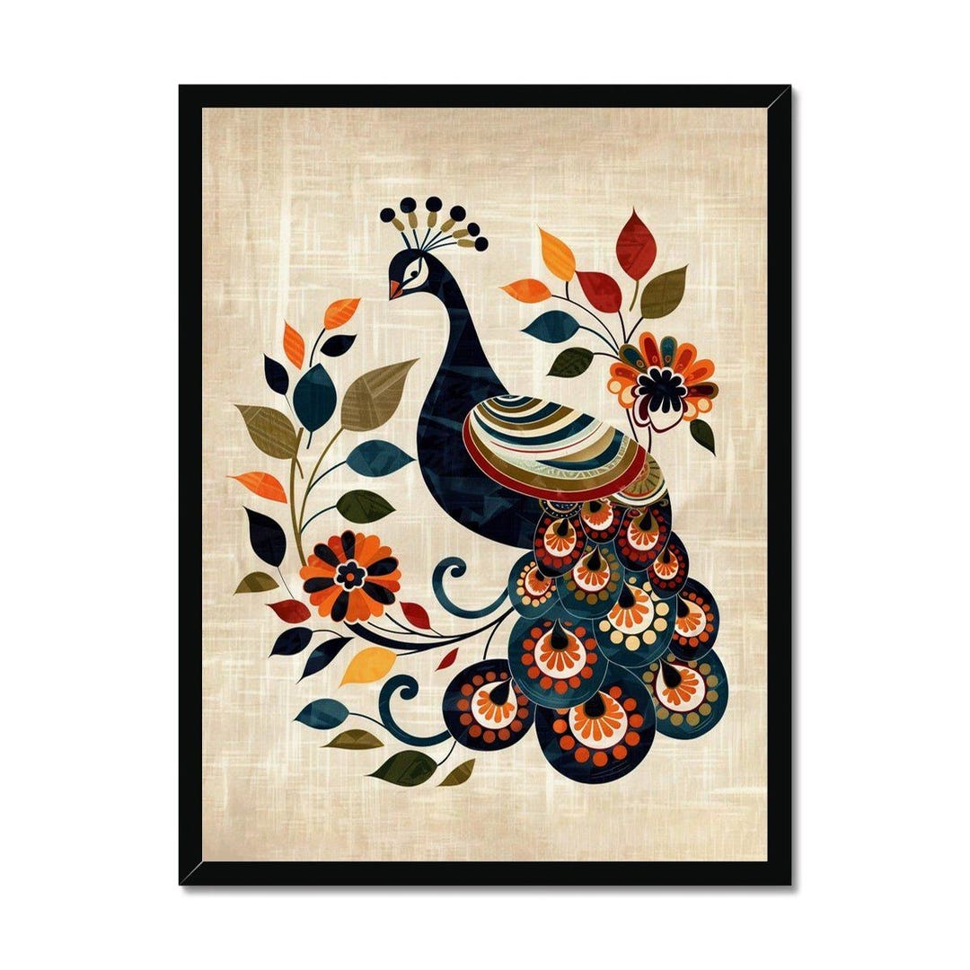 Folk Art Peacock | Flora & Fauna Folk Art | Whimsical Art | Traditional ...