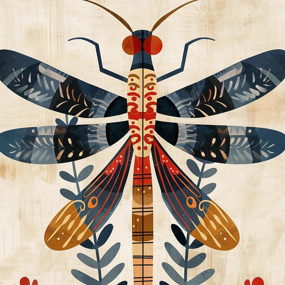 Folk Art Dragonfly | Flora & Fauna Folk Art | Whimsical Art ...