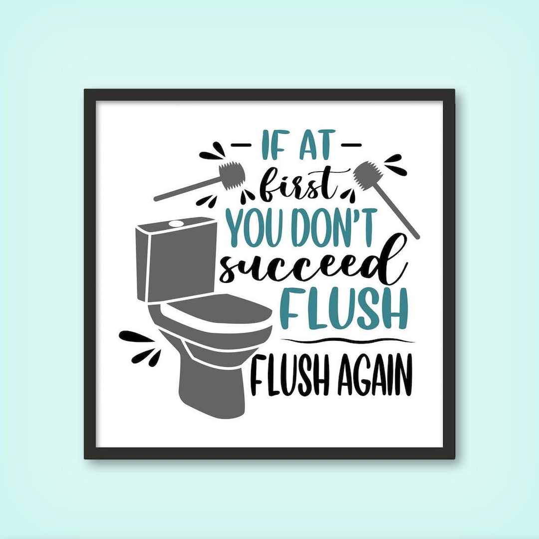Flush, Flush Again | Bathroom Humor | Aesthetic Art Tile | Funny Quote | Bathroom Decor | Cute ...