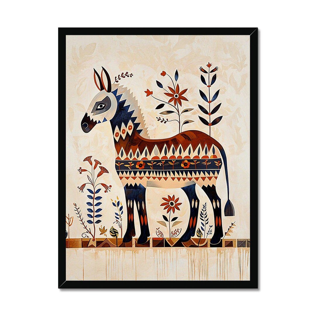 Folk Art Burro | Flora & Fauna Folk Art | Whimsical Art | Traditional ...