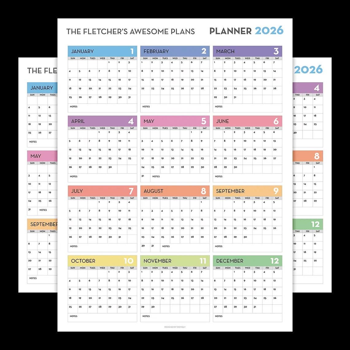 2026 Custom Heading Wall Calendar | Vertical or Horizontal | English or ...