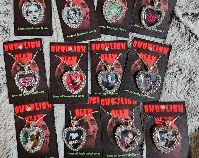 Heart Shaped Horror Pendant Necklace With Gems (custom Order Option) - Etsy