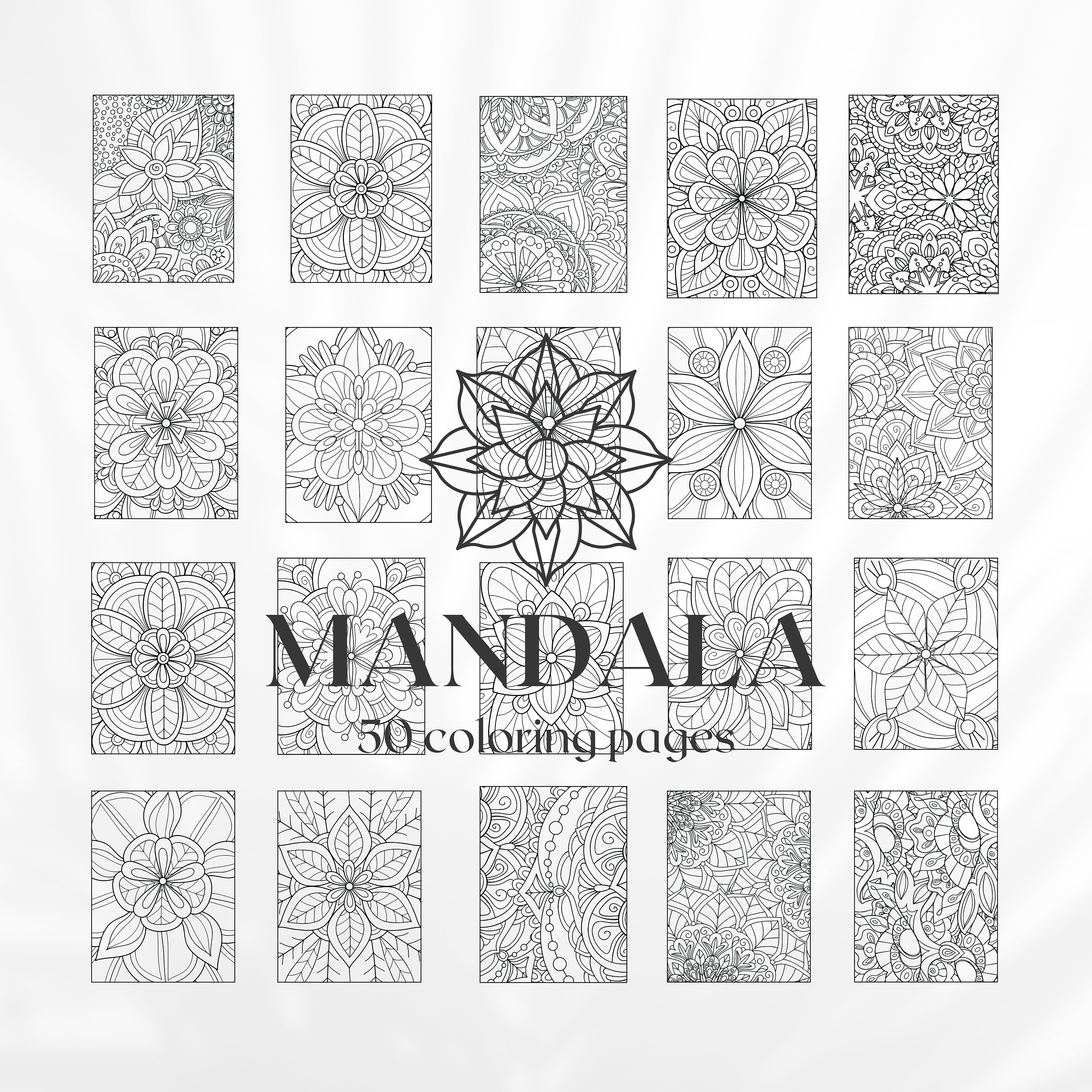 Mandala Coloring Pages Digital Coloring Book PDF 50 Printable Pages ...