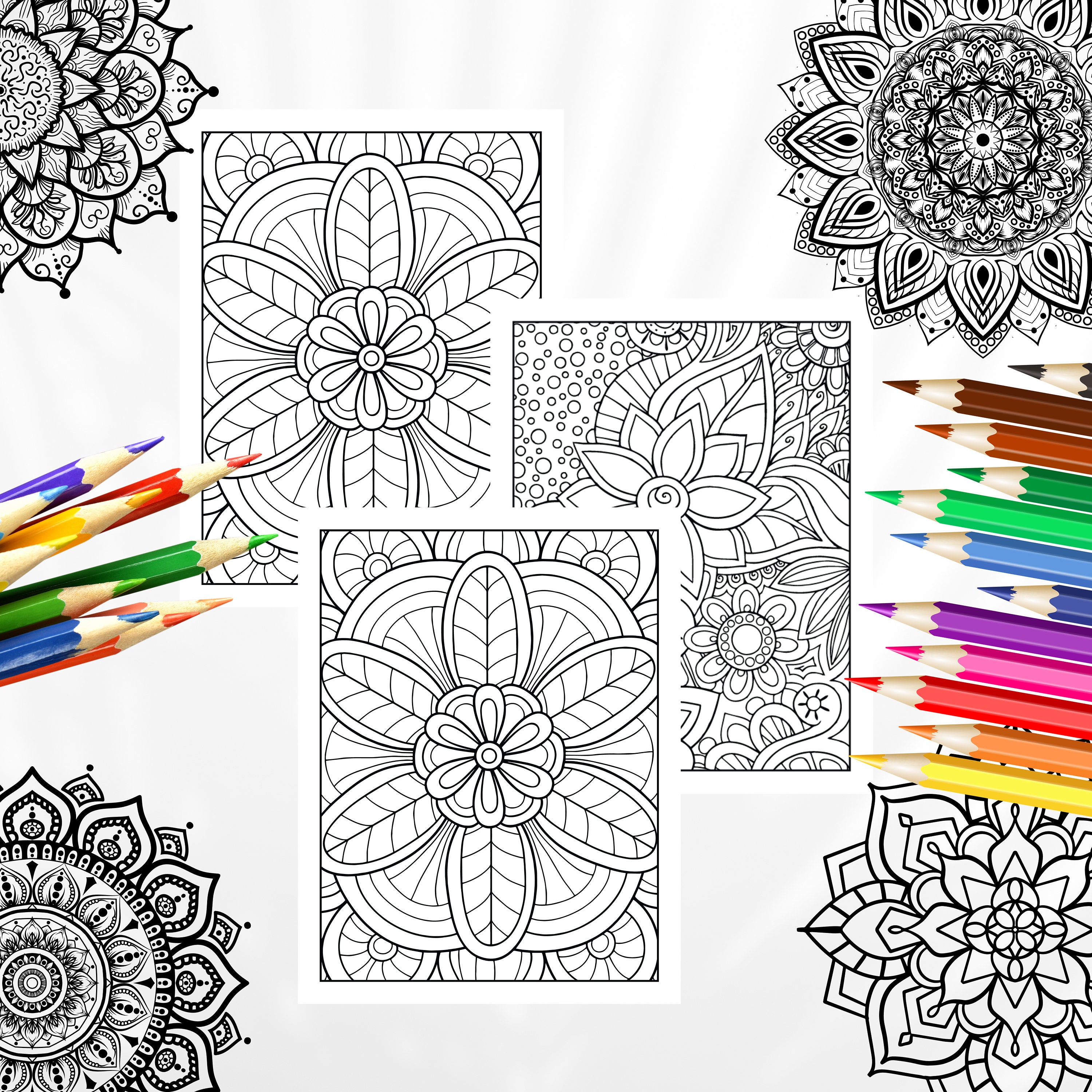 Mandala Coloring Pages Digital Coloring Book PDF 50 Printable Pages ...