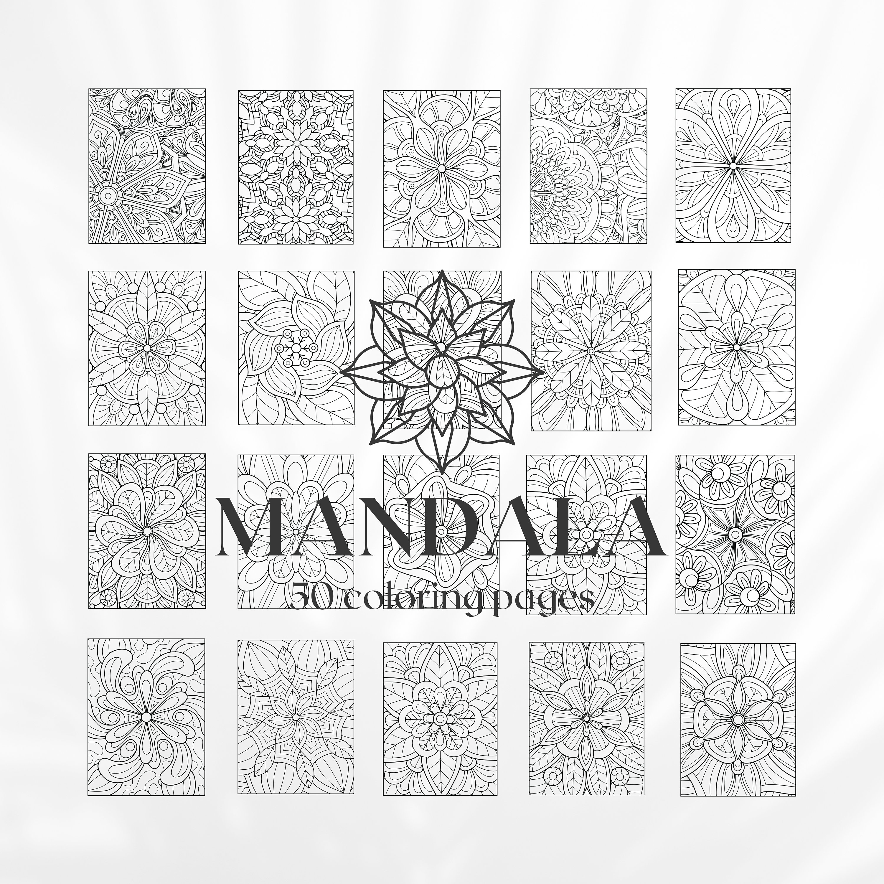 Mandala Coloring Pages Digital Coloring Book PDF 50 Printable Pages ...